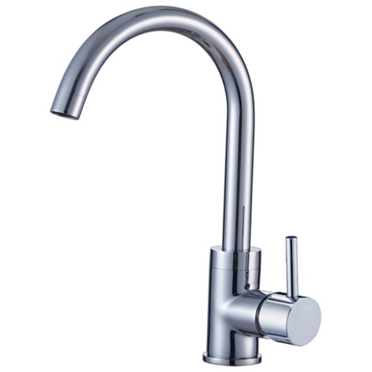 12B-106W Gooseneck Kitchen Round Tap – Silver – Discount Building ...